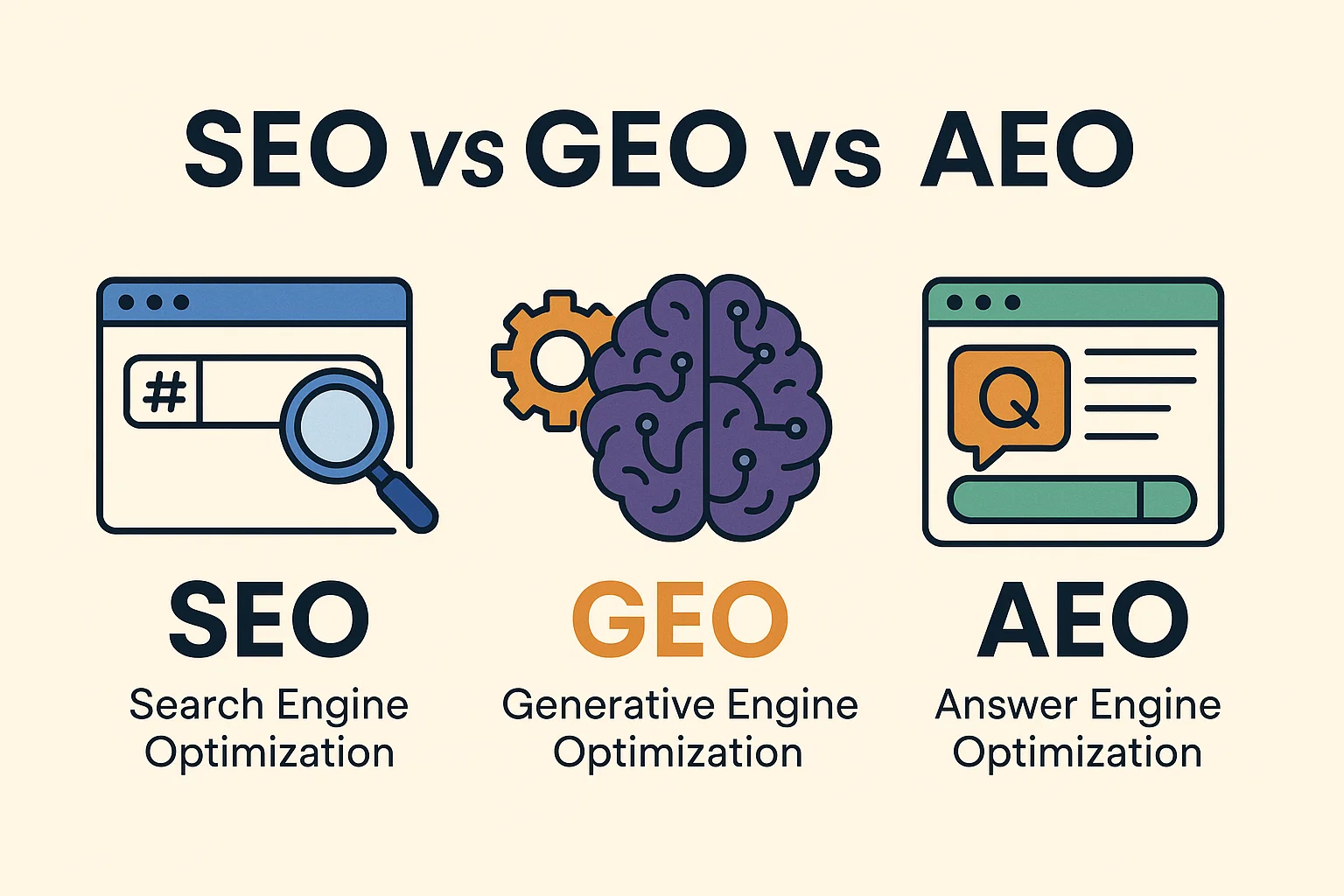 SEO vs GEO vs AEO: Key Differences & Why They Matter 2025